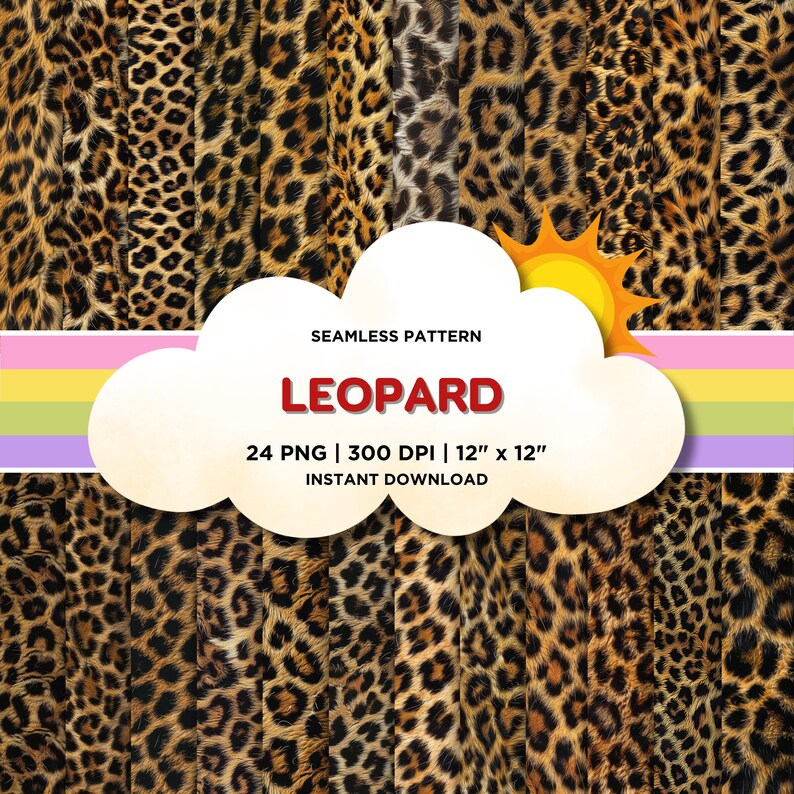 Leopard Digital Paper Animal Skin Seamless Pattern Textures Leopard ...