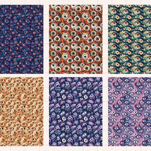 Halloween Eyes Digital Papers, Spooky Eyes Seamless Pattern Scary ...