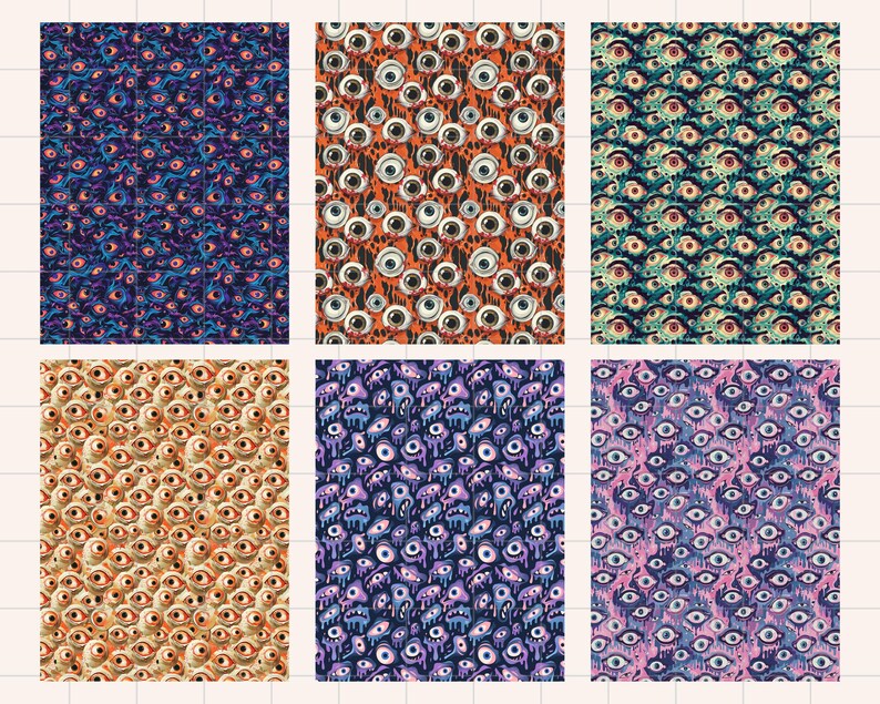 Halloween Eyes Digital Papers, Spooky Eyes Seamless Pattern Scary ...