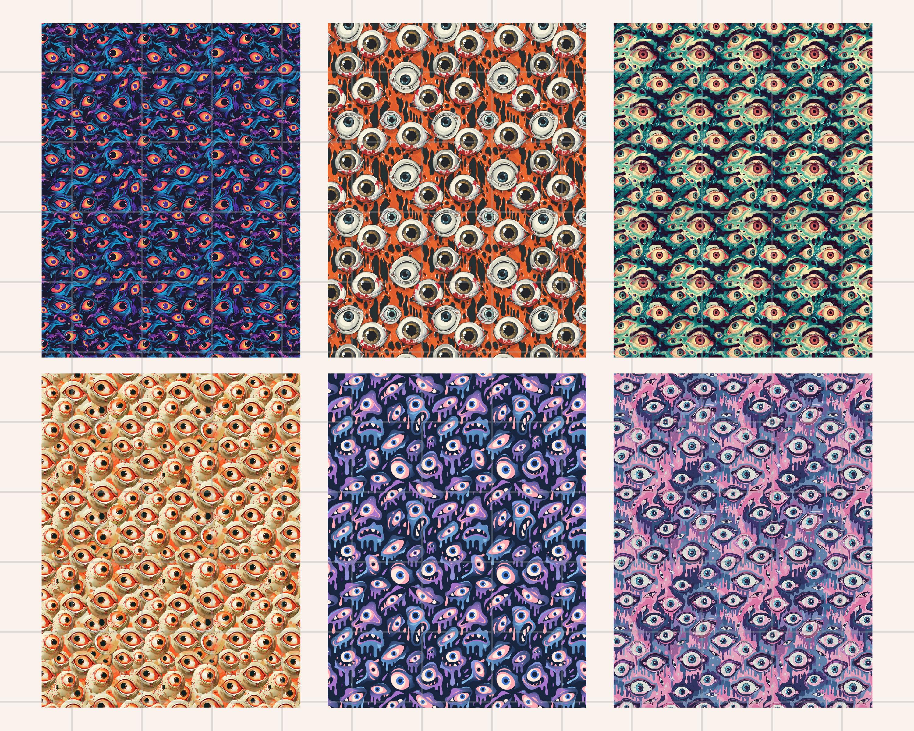Halloween Eyes Digital Papers, Spooky Eyes Seamless Pattern Scary ...