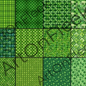 SP Patrick Day Digital Paper Shamrock Seamless Pattern Four Leaf Clover ...