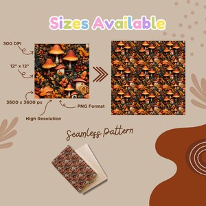 Fall Mushroom Cottages Seamless Pattern - Fall Digital Paper Background ...