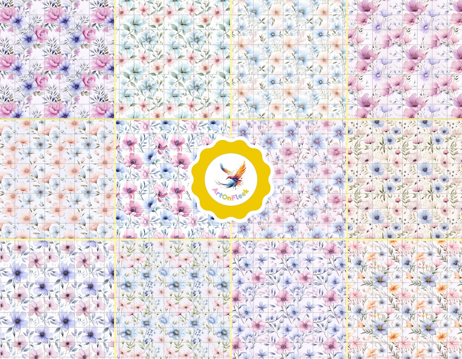 Spring Floral Watercolor Digital Paper Seamless Pattern Digital ...