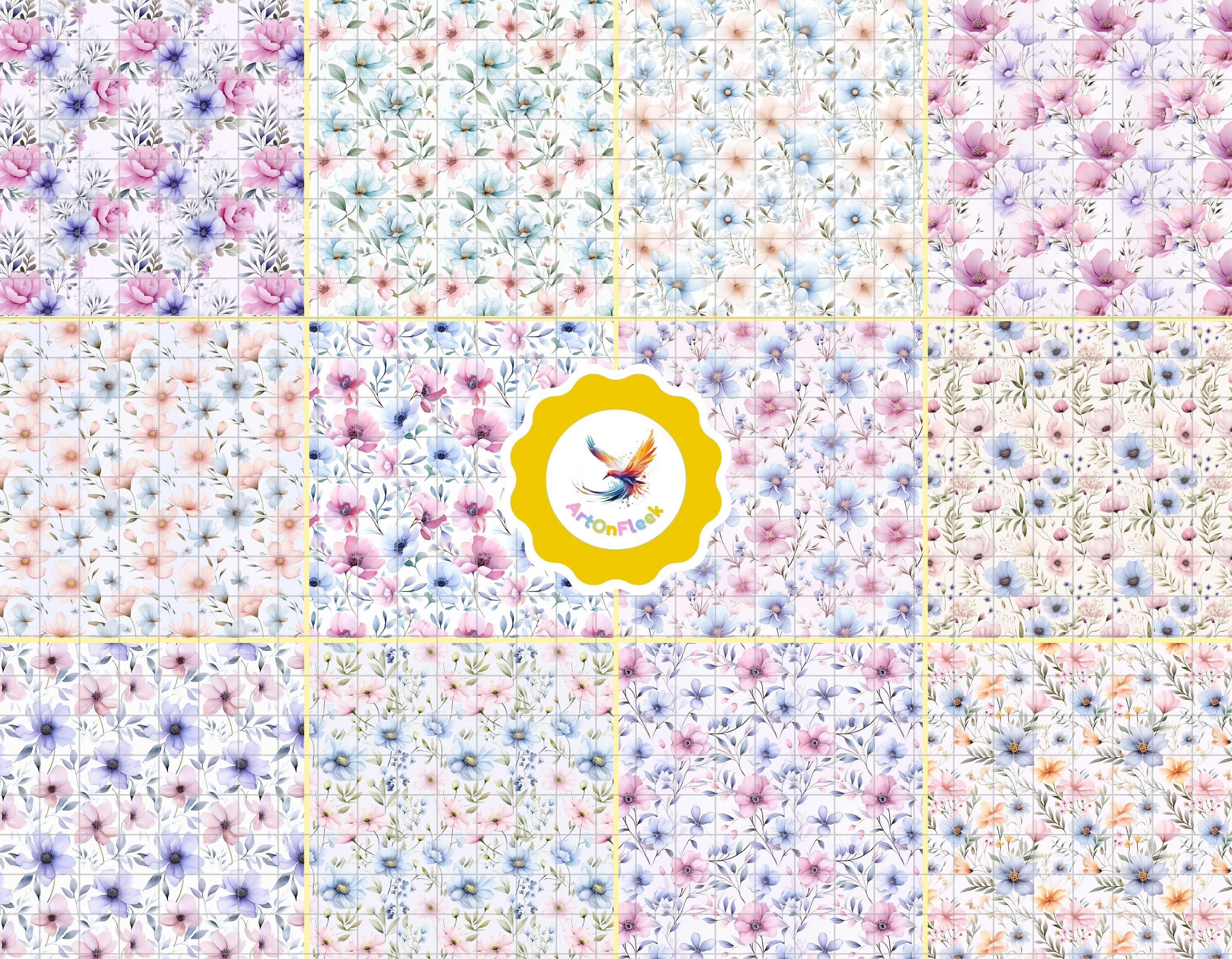 Spring Floral Watercolor Digital Paper Seamless Pattern Digital ...