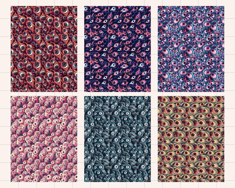 Halloween Eyes Digital Papers, Spooky Eyes Seamless Pattern Scary ...