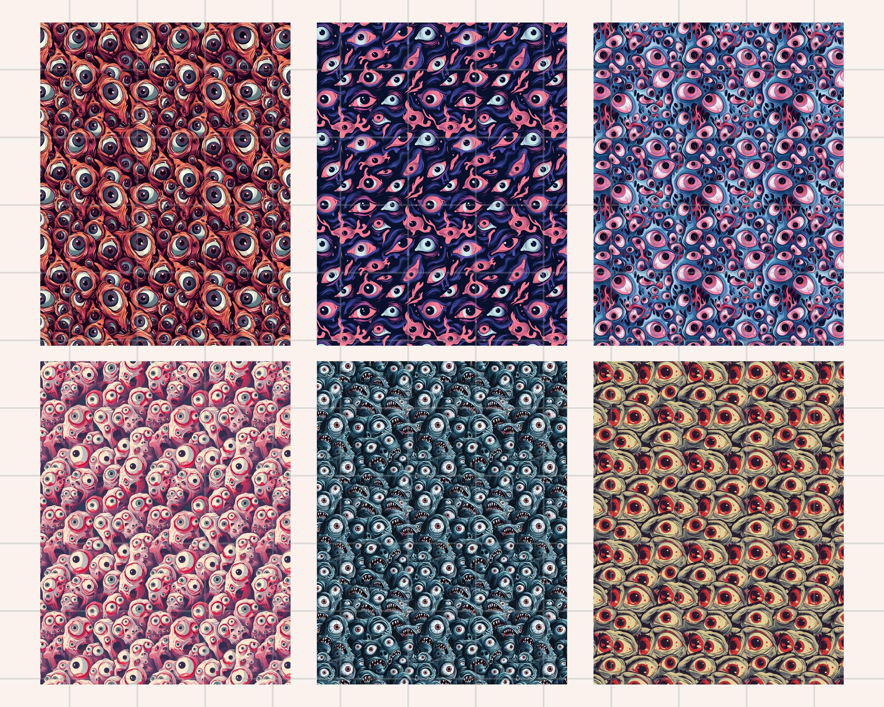 Halloween Eyes Digital Papers, Spooky Eyes Seamless Pattern Scary ...