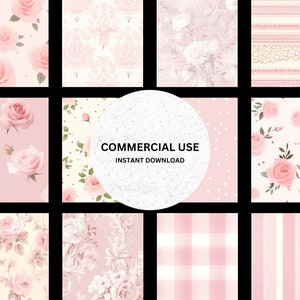 Vintage Pink Roses, Digital Papers, Seamless Shabby Chic Digital Paper ...