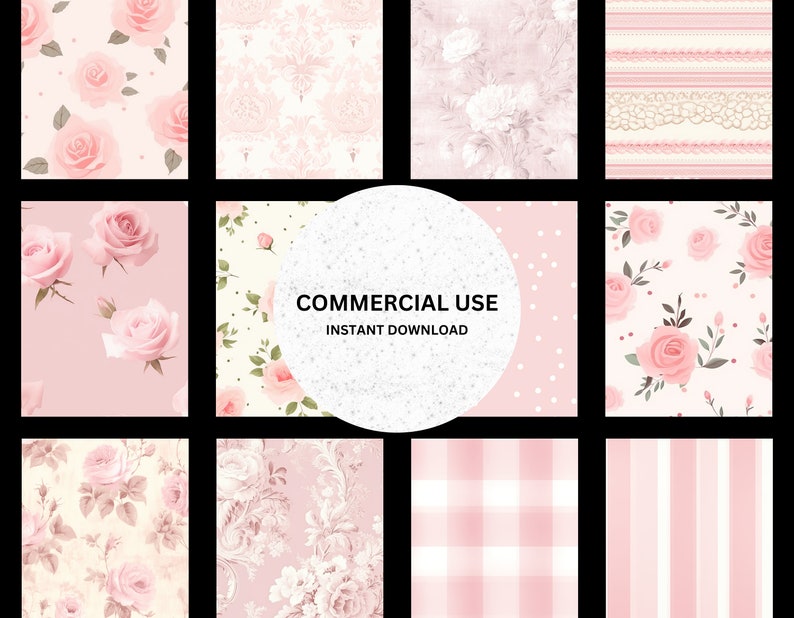 Vintage Pink Roses, Digital Papers, Seamless Shabby Chic Digital Paper ...