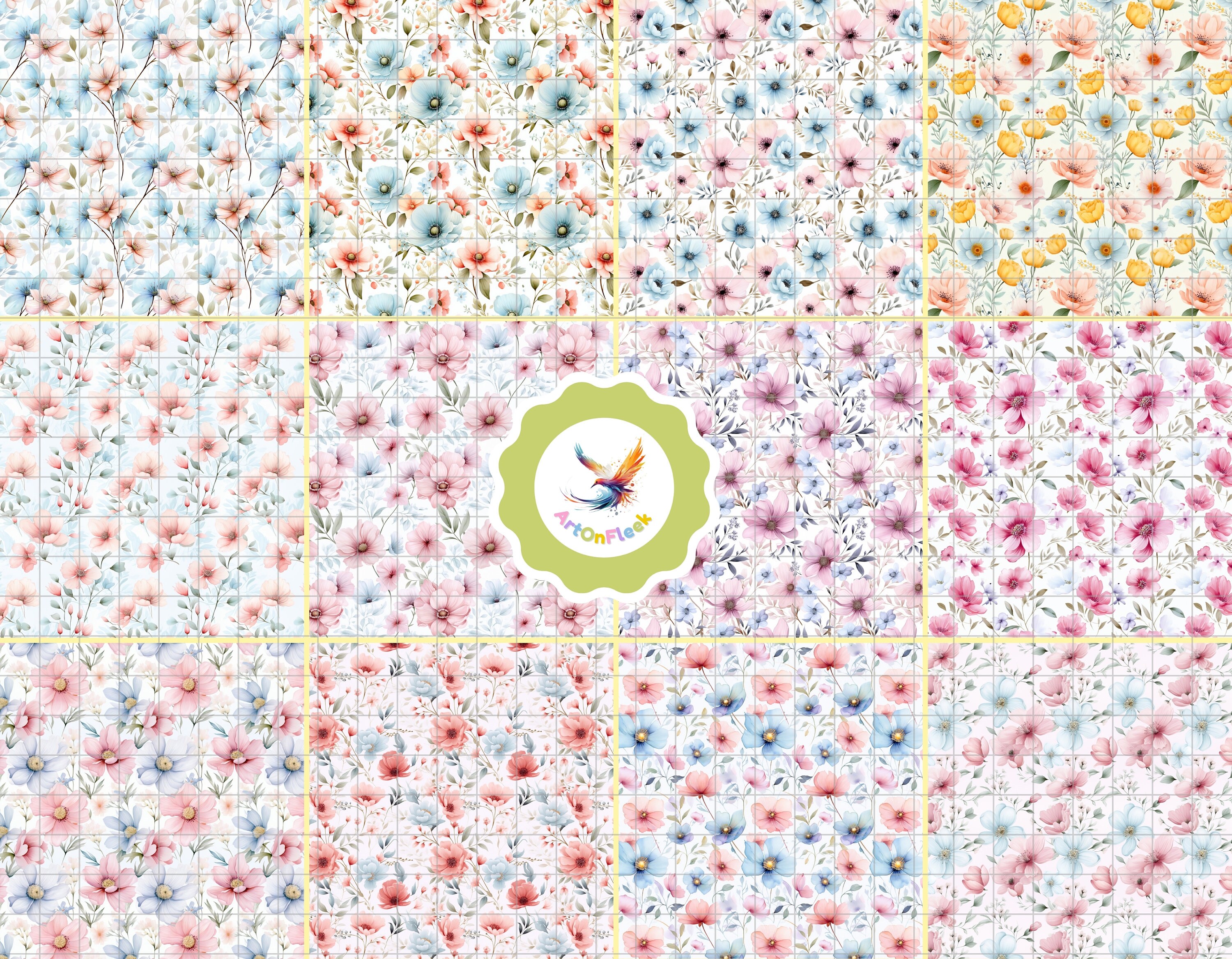 Spring Floral Watercolor Digital Paper Seamless Pattern Digital ...