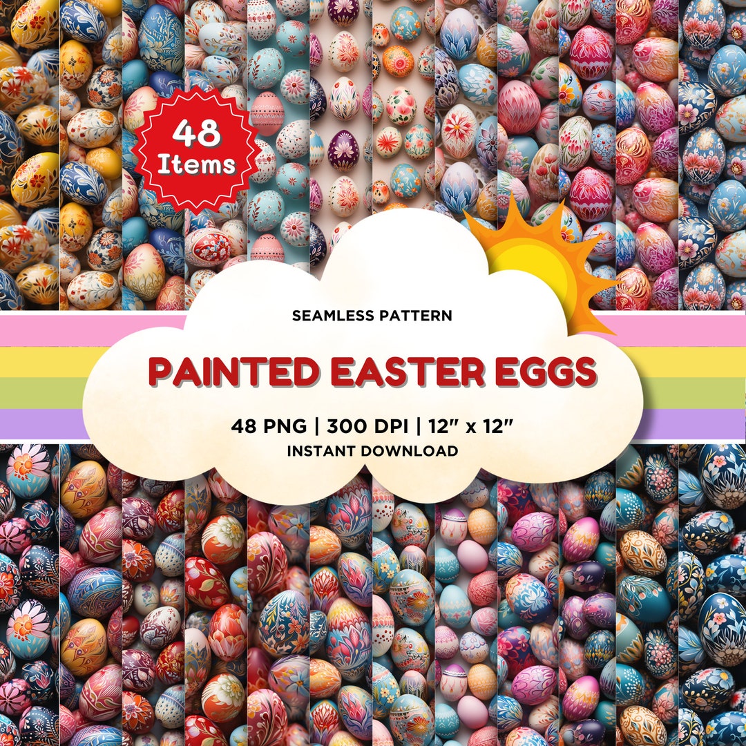 Painted Easter Eggs Digital Paper Easter Egg Pattern for Printable ...