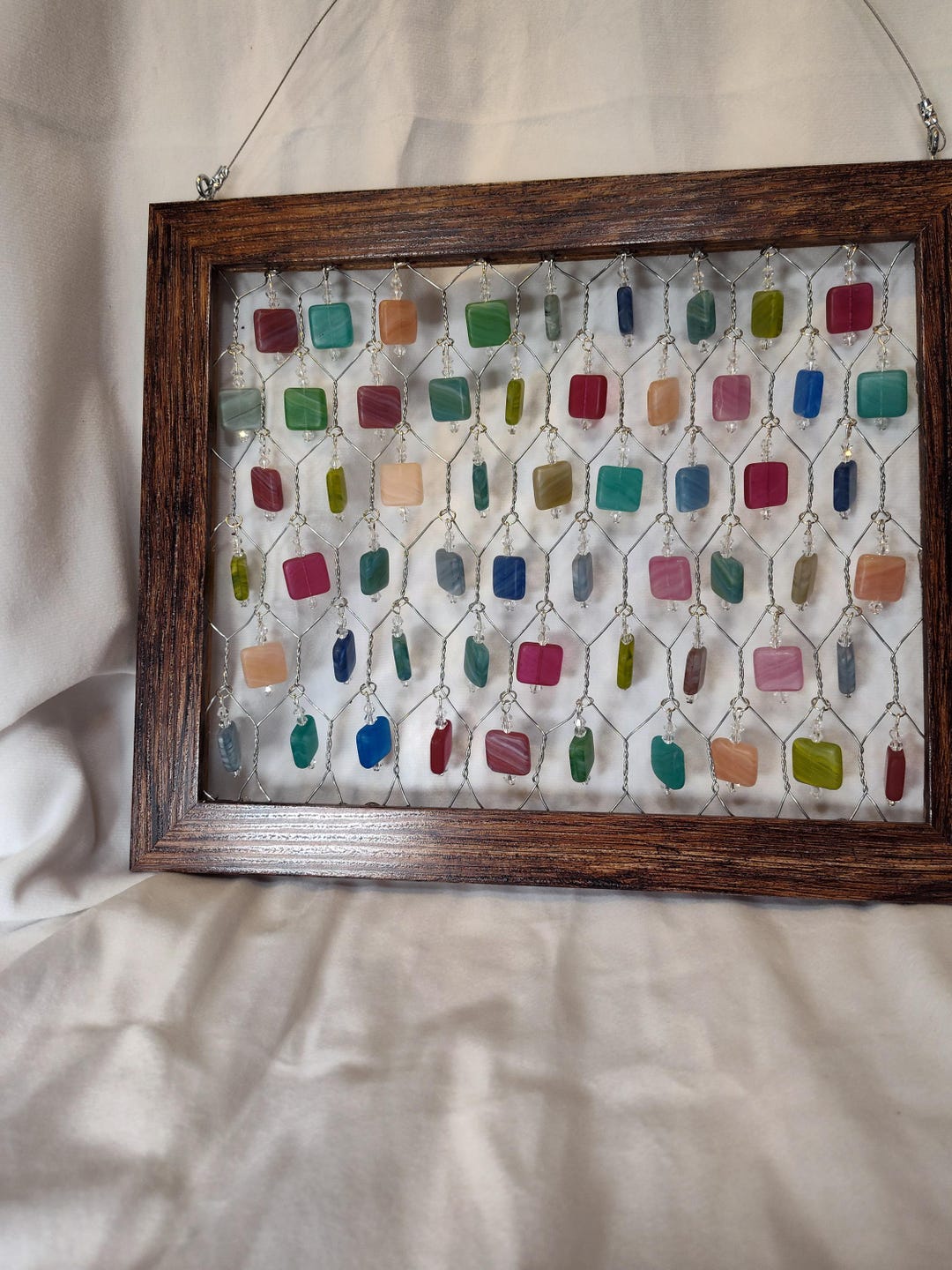 Large Beaded Lampwork Framed Crystal Suncatcher Multi Colors - Etsy
