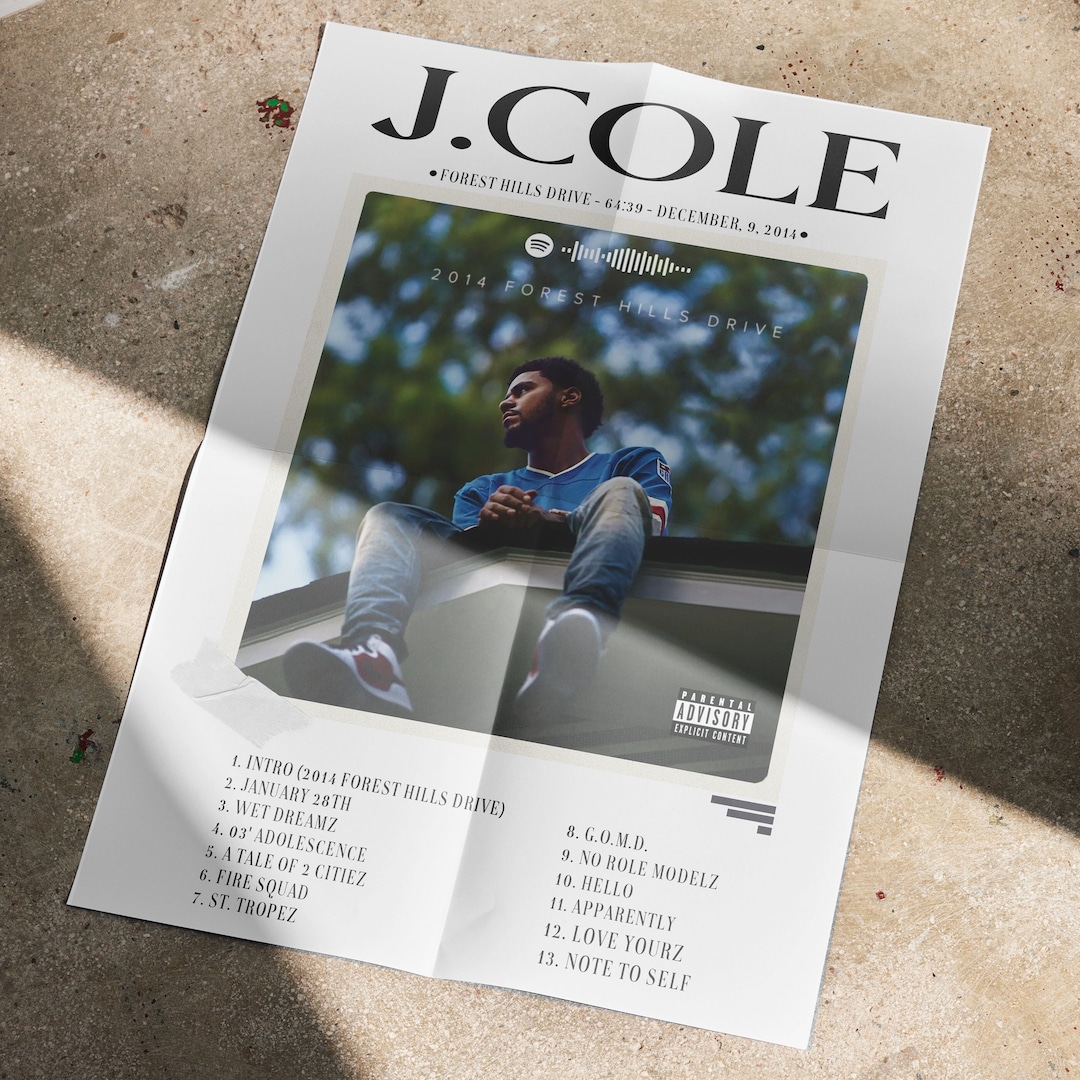 J Cole Album Cover Poster Digital Download 2014 Forest Hills Drive, J ...