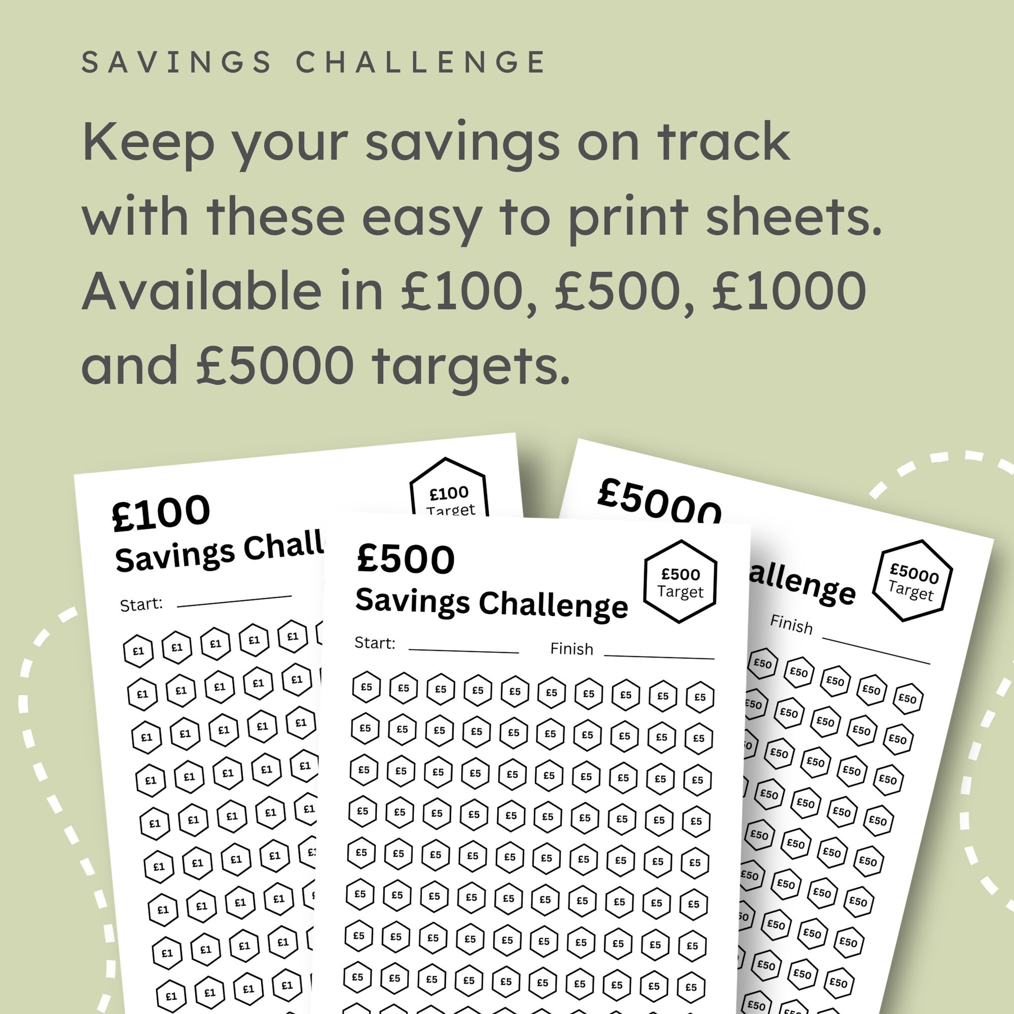 Savings Challenge Printable Cash Saving Progress Chart - Etsy