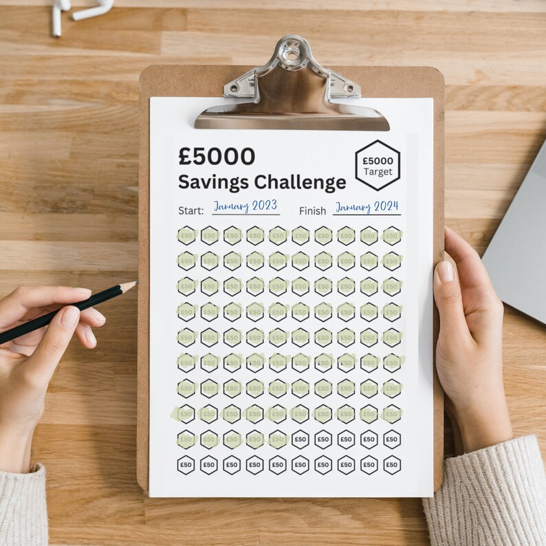 Savings Challenge Printable Cash Saving Progress Chart - Etsy