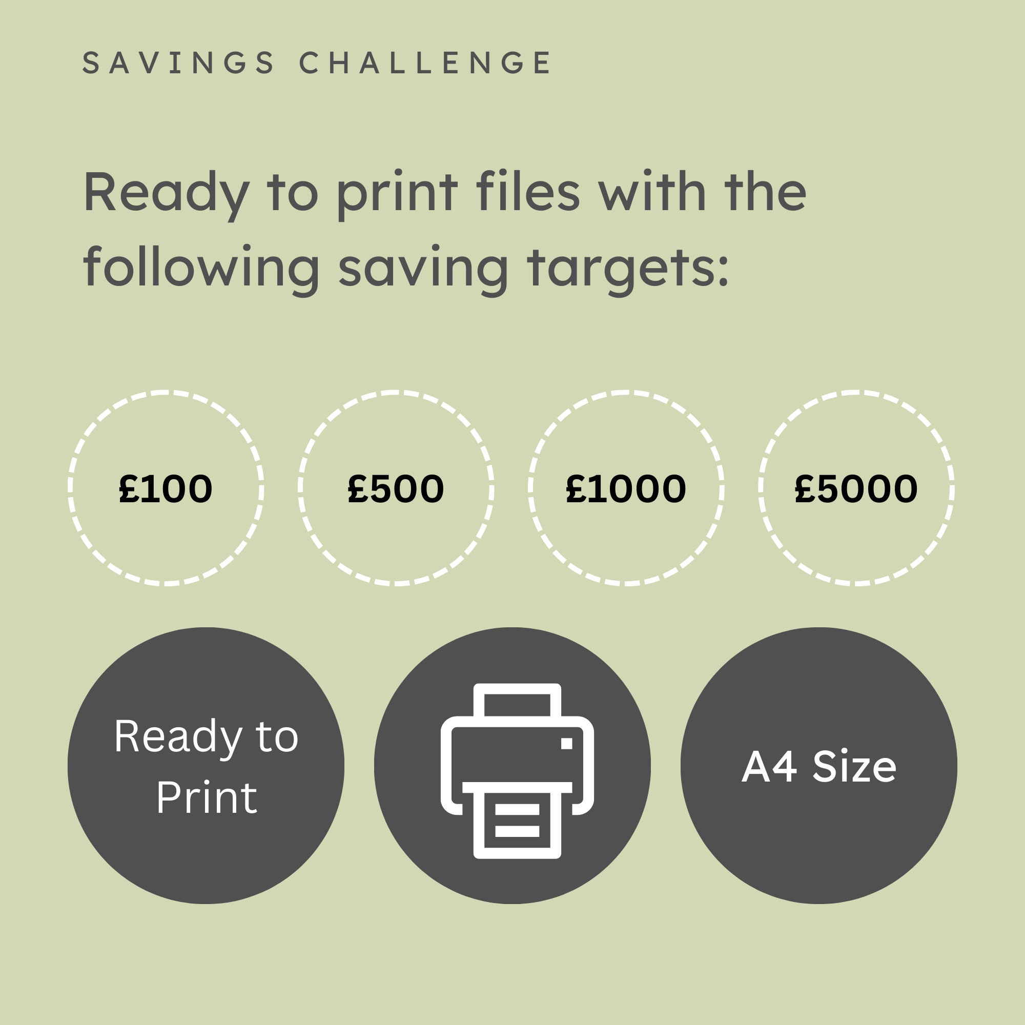 Savings Challenge Printable Cash Saving Progress Chart - Etsy