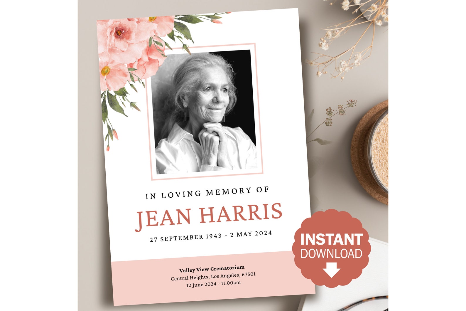 Editable Funeral Order of Service Booklet, Funeral Program Design Canva ...