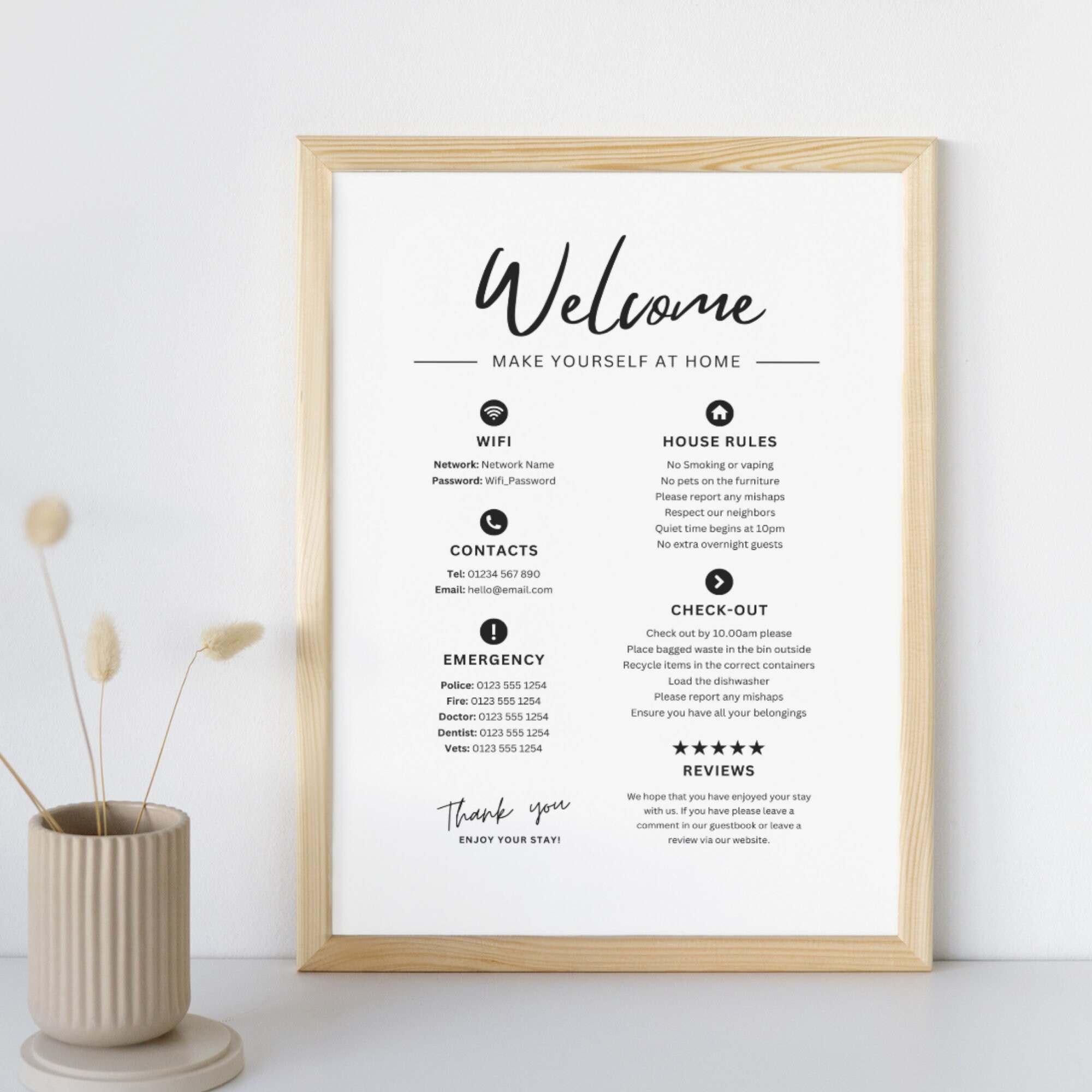 Airbnb Welcome Poster Canva Template Short Term Vacation Welcome Poster ...
