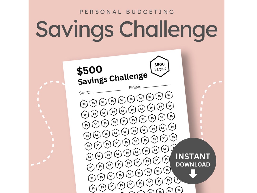 Savings Challenge Printables Cash Saving Progress Chart - Etsy