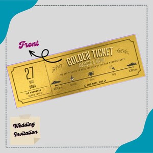 Wedding Invitation Card GOLDEN TICKET - Etsy