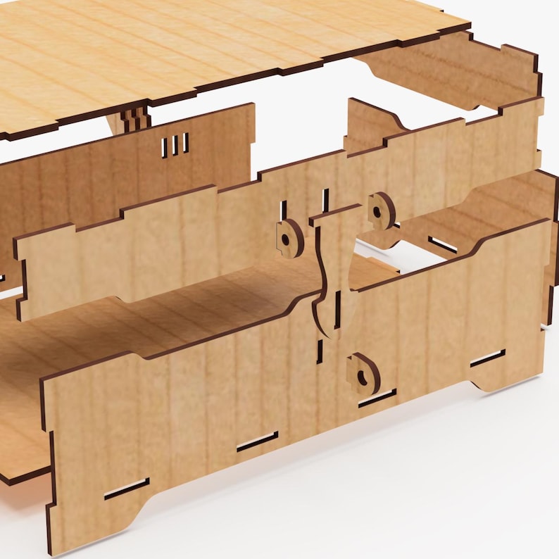 Laser Cut Box File, Minimalist Storage Chest With Locking Lid, for ...