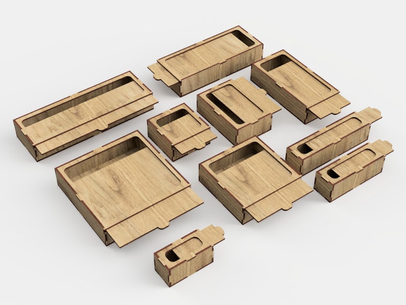 Boxes With Slide Lid Laser Cut Pattern Storage Boxes Pack Box SVG ...