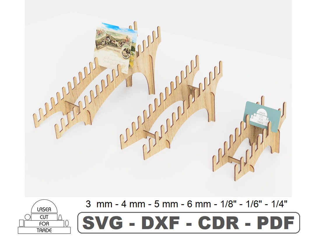 Retail Display Stand 3 Sizes Showcase Postcards Laser Cut File Business ...