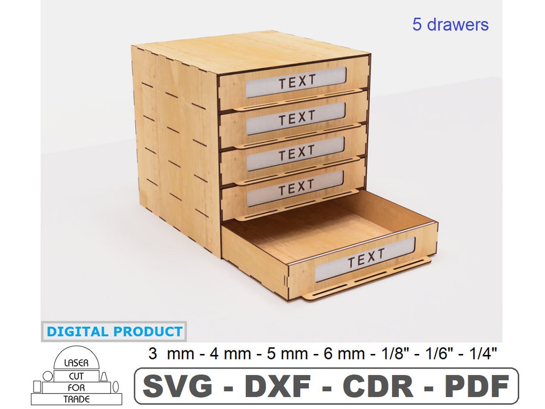 Table Organizer of 5 Drawers Laser Cut Files • Stacking Box • Storage ...