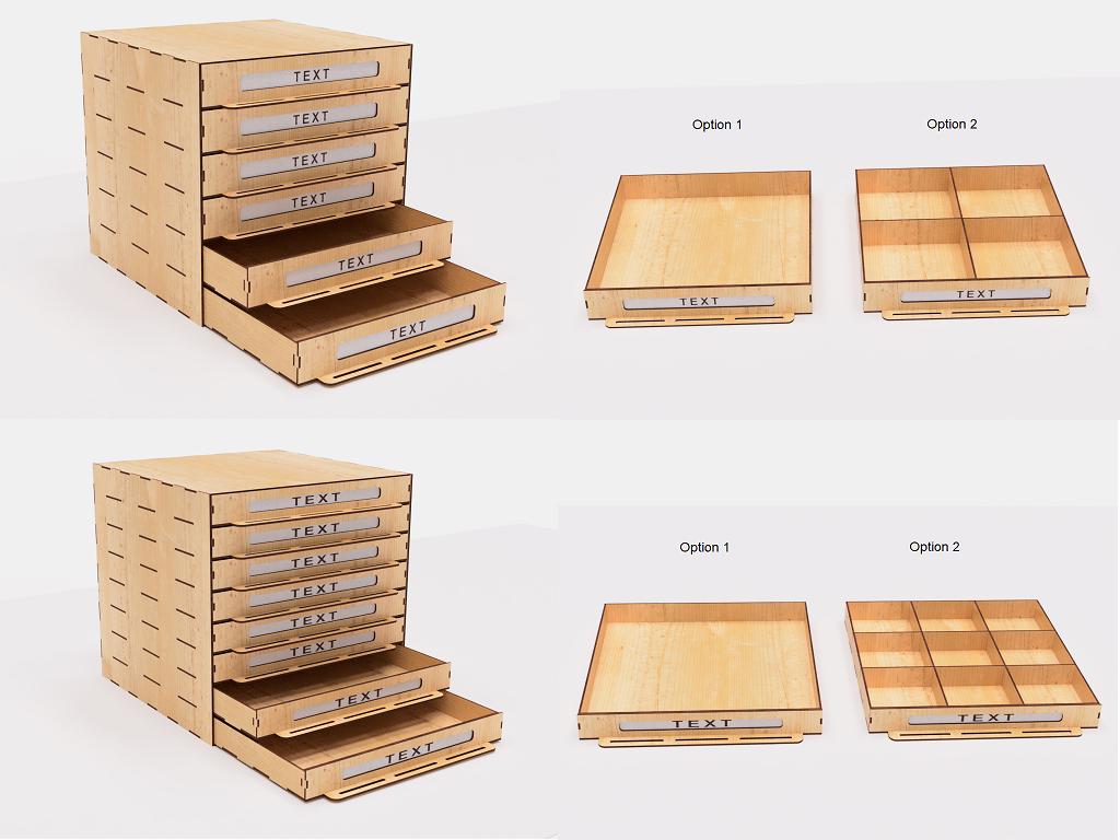 Set of 12 Chest of Drawers Laser Cut Files • Desk Organisers Set ...