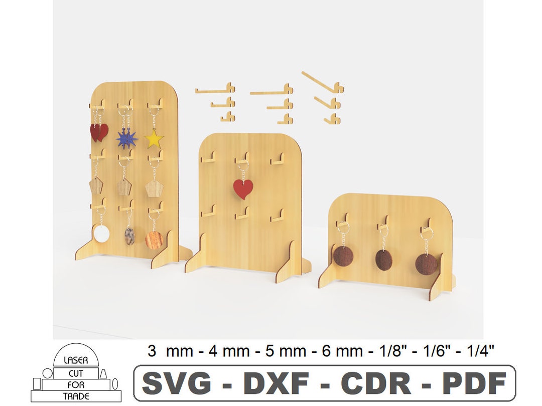 Keychains Display Case Jewelry Display Mini Stands Laser Cut File ...