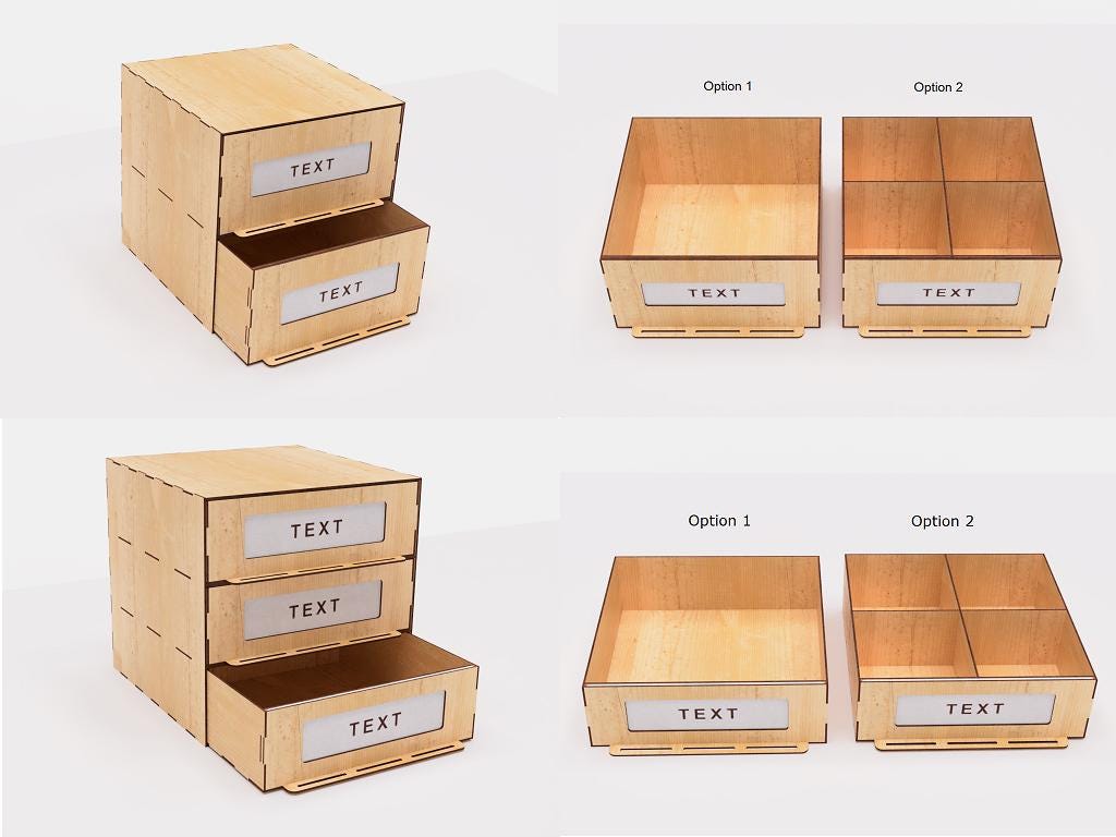Set of 12 Chest of Drawers Laser Cut Files • Desk Organisers Set ...