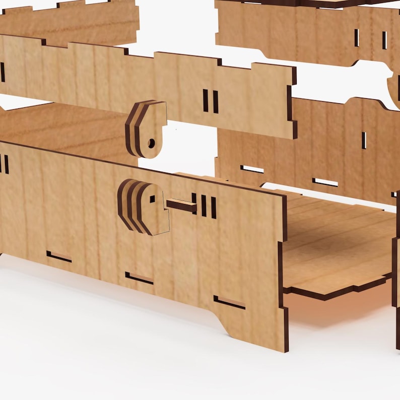 Laser Cut Box File, Minimalist Storage Chest With Locking Lid, for ...