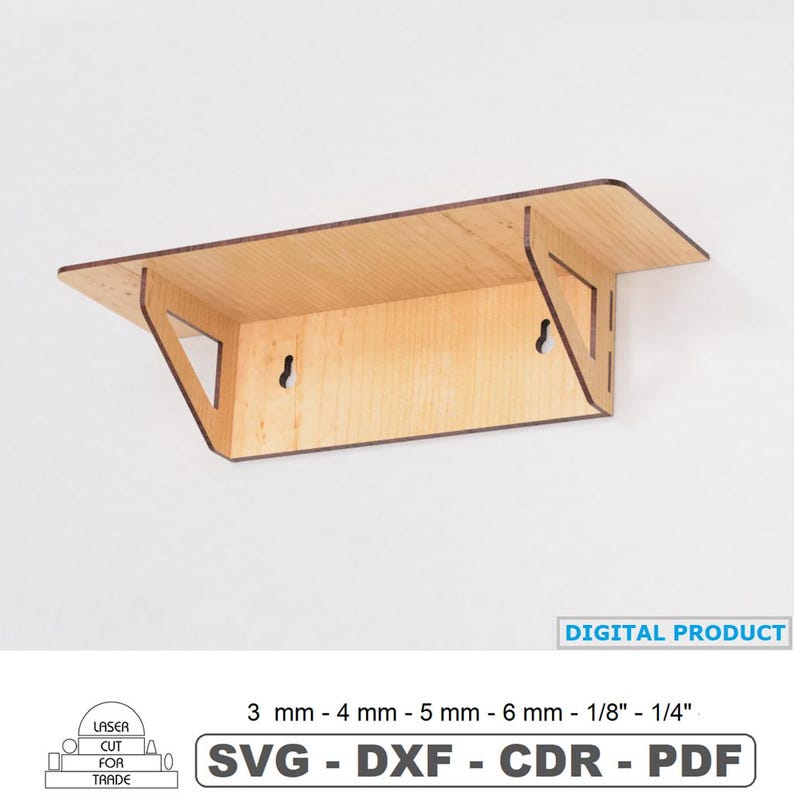 Laser Cut Wall Shelf SVG, Floating Shelf, Woodworking Plans, Digital ...