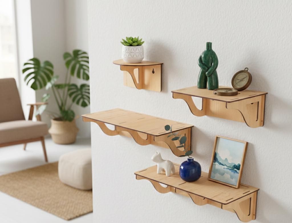 Laser Cut Files Floating Shelves 3 Designs Simple Wall Display Shelf ...
