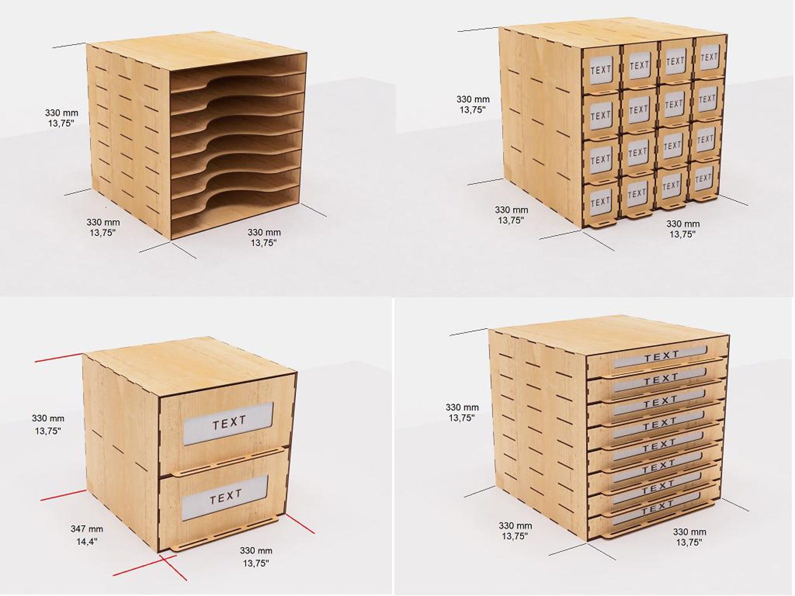 Set of 12 Chest of Drawers Laser Cut Files • Desk Organisers Set ...