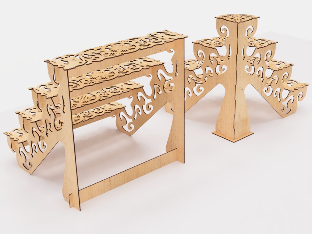Openwork Display Shelves Laser Cut Files • Semicircular Showcase SVG ...