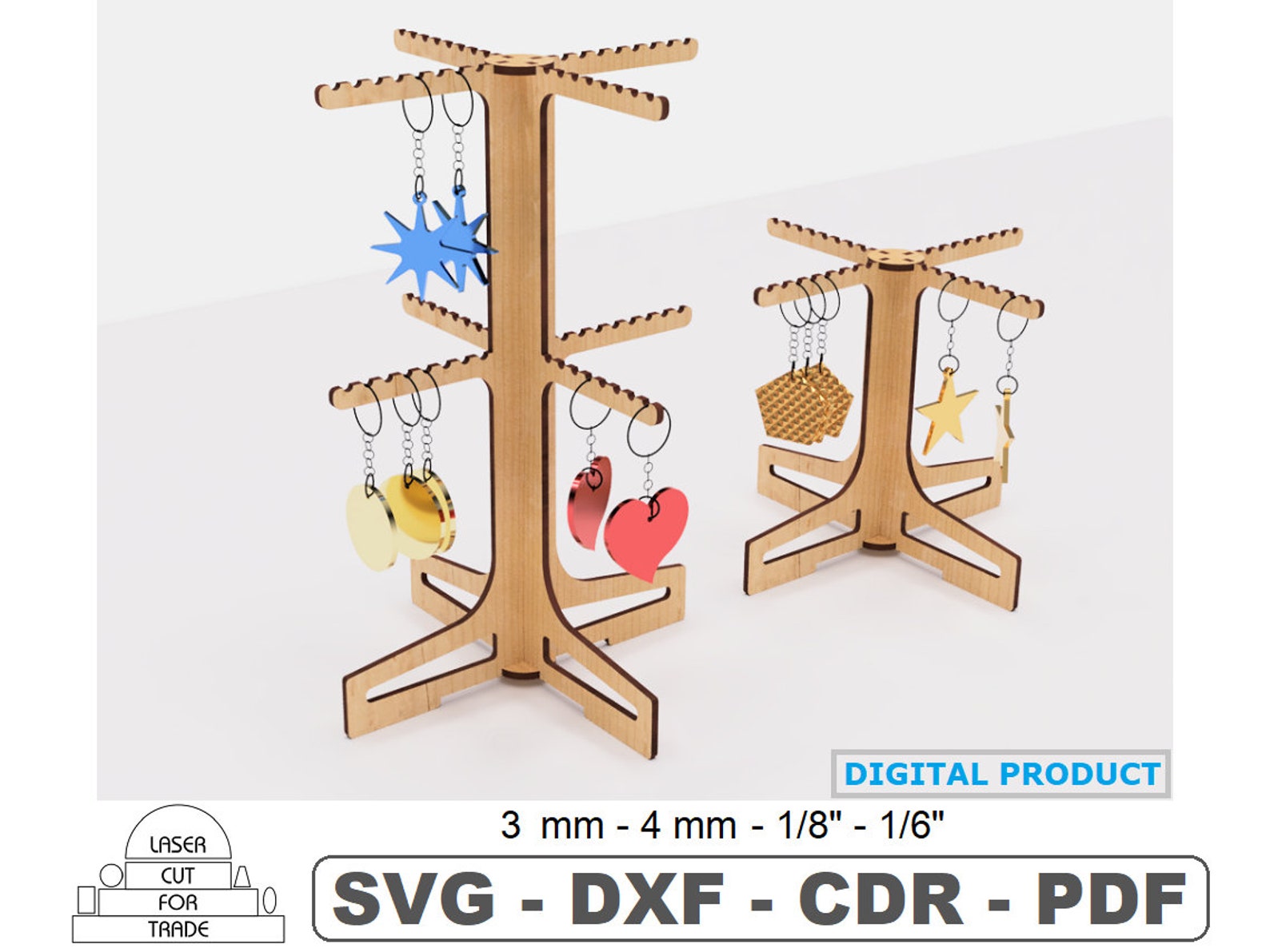 Round Retail Stand for Keychains Laser Cut 2 Sizes • Jewelry Display ...