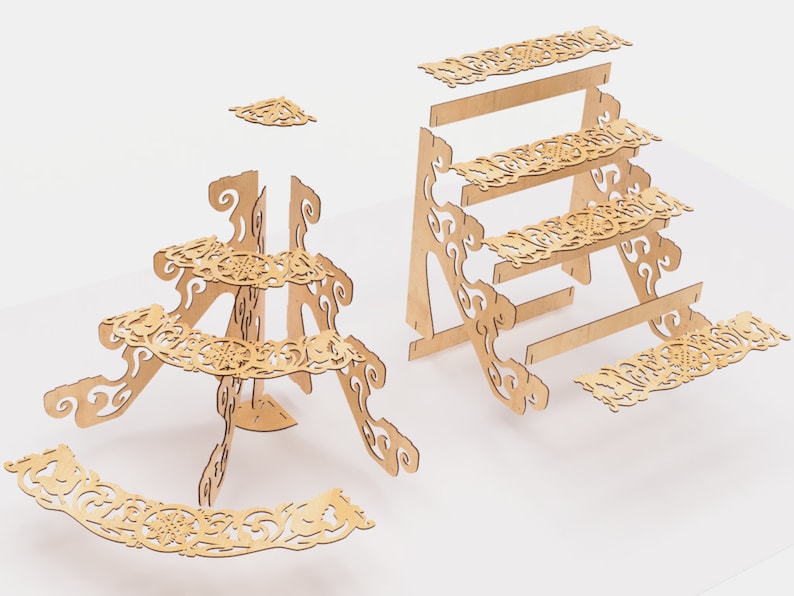 Openwork Display Shelves Laser Cut Files Semicircular Showcase SVG ...