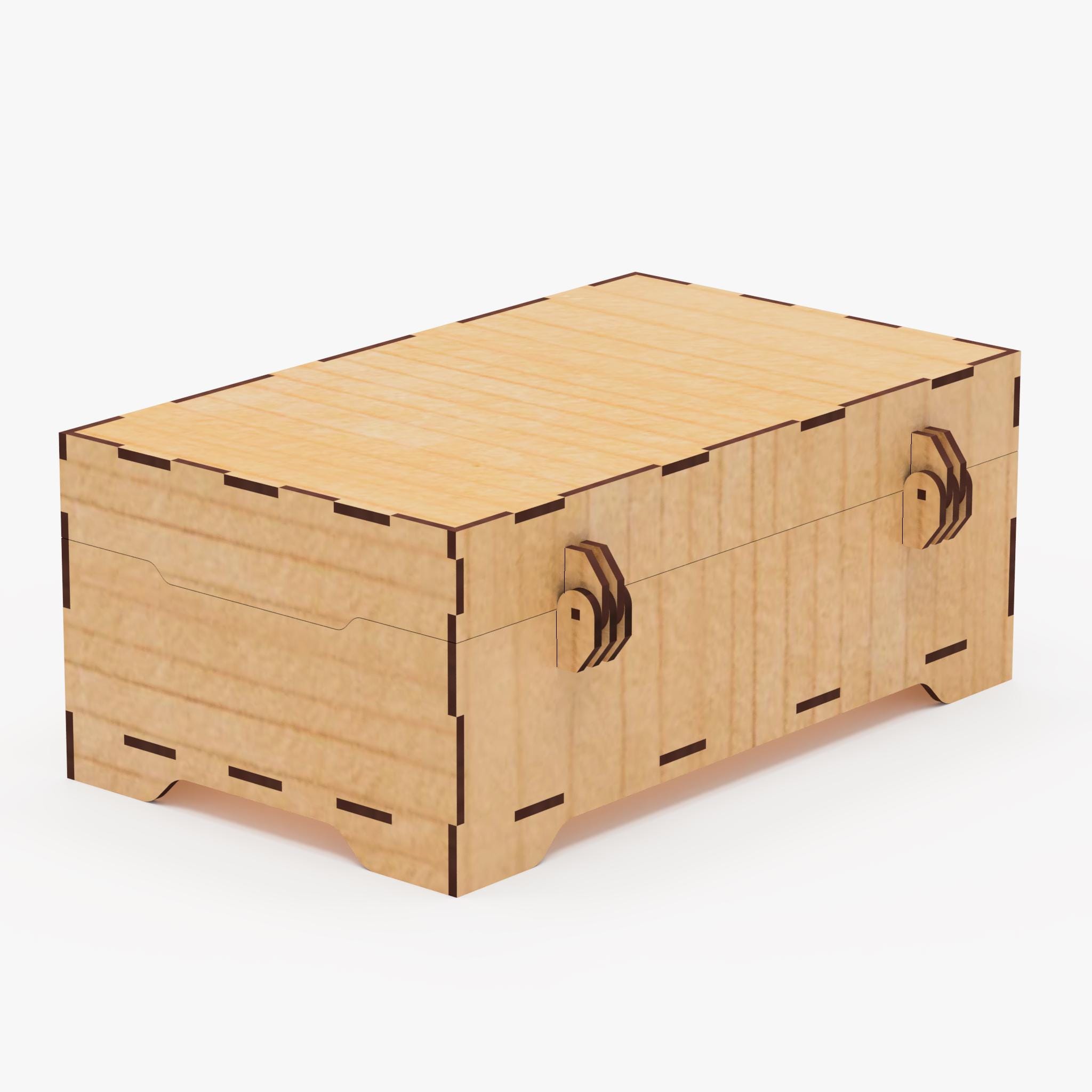Laser Cut Box File, Minimalist Storage Chest With Locking Lid, for ...