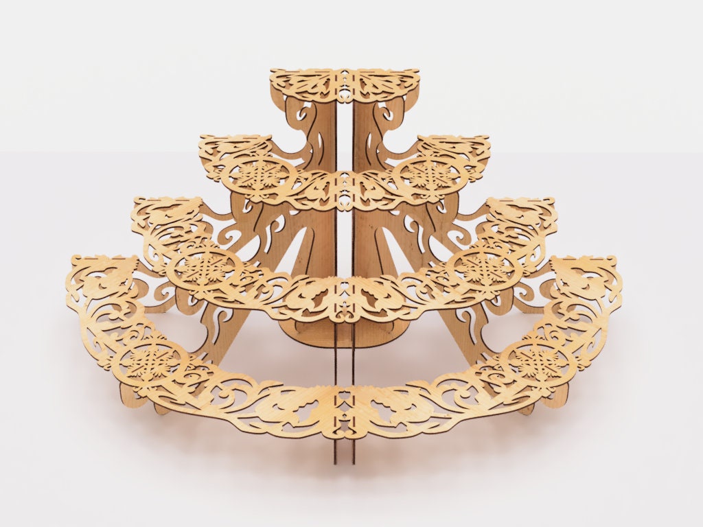 Openwork Display Shelves Laser Cut Files • Semicircular Showcase SVG ...