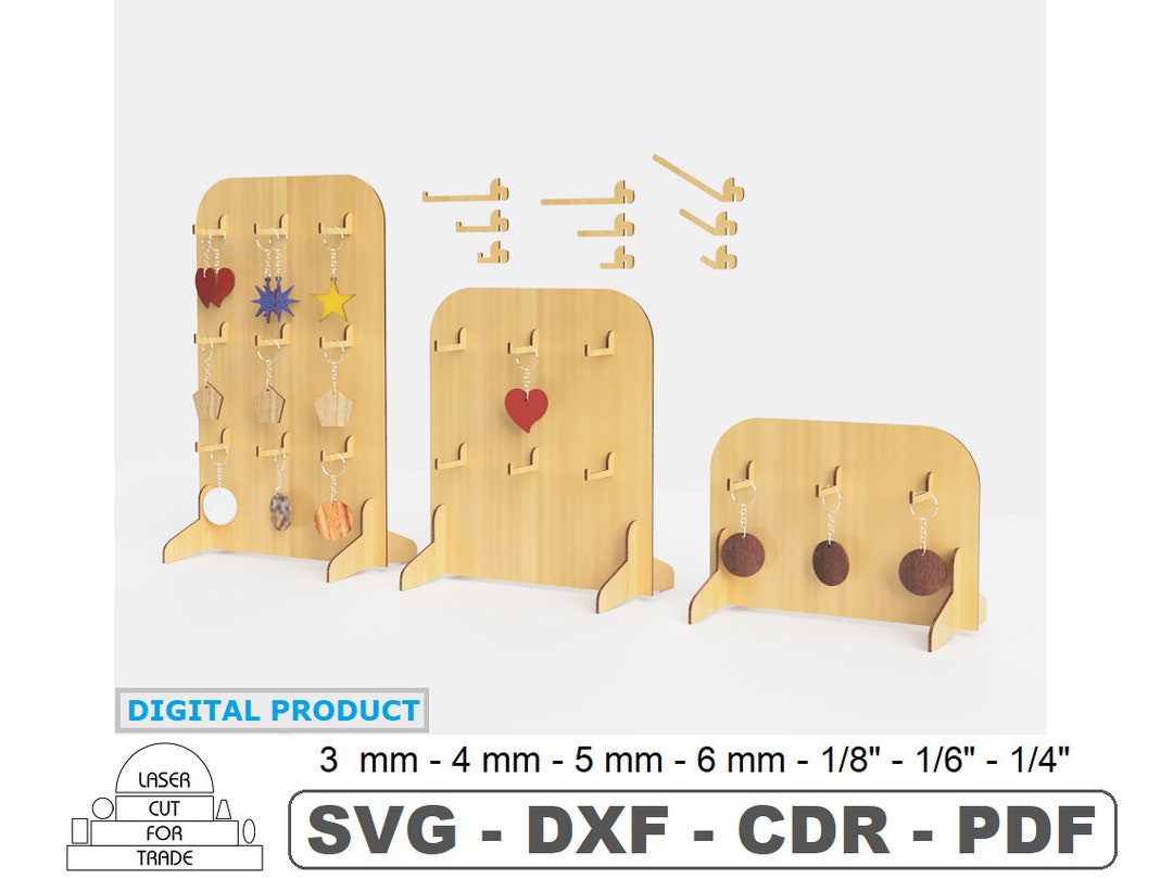 Keychains Display Case | Jewelry Display Mini Stands | Laser Cut File ...