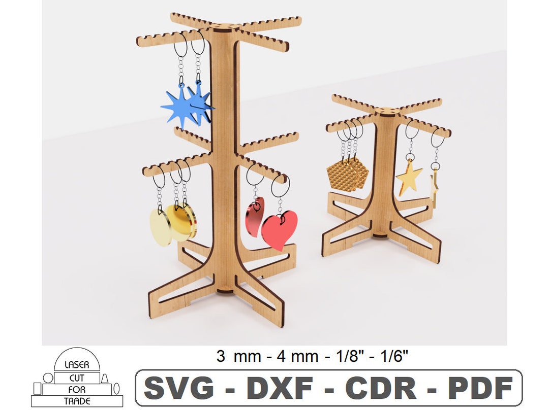 Round Retail Stand for Keychains Laser Cut 2 Sizes Jewelry Display SVG ...