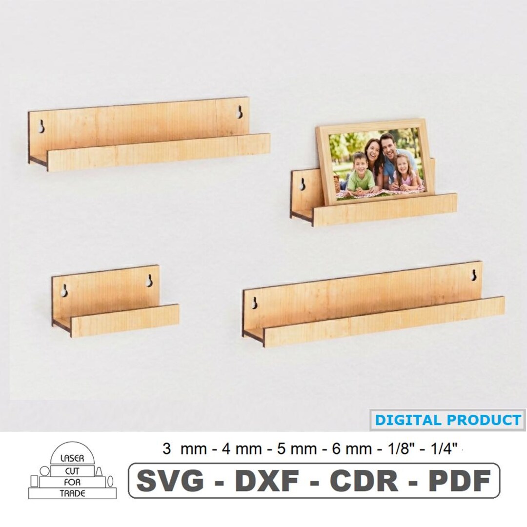 Laser Cut Floating Picture Ledge Shelves for Wall, Small Display Shelf ...
