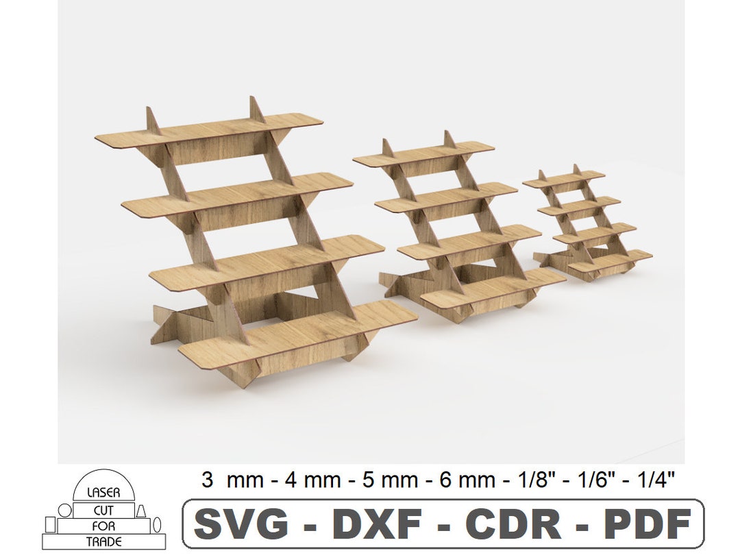4 Layer Retail Counter Display Stand Set 3 Sizes Store Shelves Display Shelves Laser Cut File ...