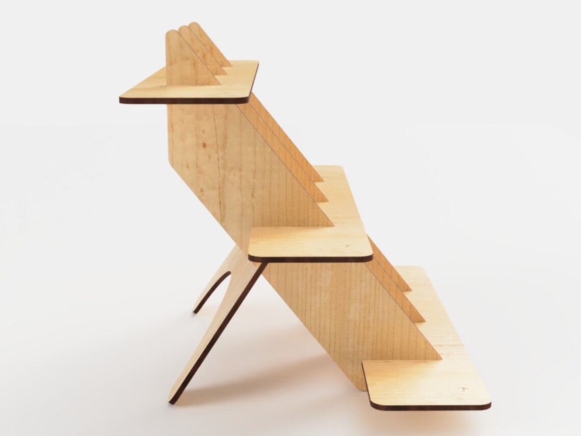 Laser Cut Retail Display Stand Retail Shelving Mobile Showcase 3 Tiered ...