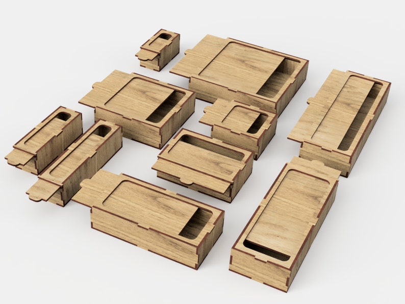 Boxes With Slide Lid Laser Cut Pattern Storage Boxes Pack Box SVG ...