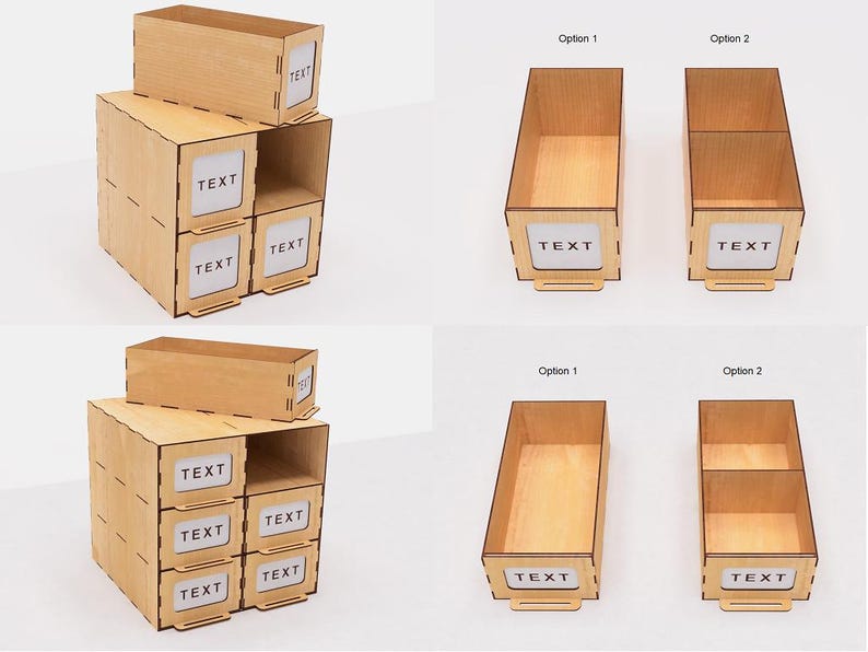 Set of 12 Chest of Drawers Laser Cut Files • Desk Organisers Set ...