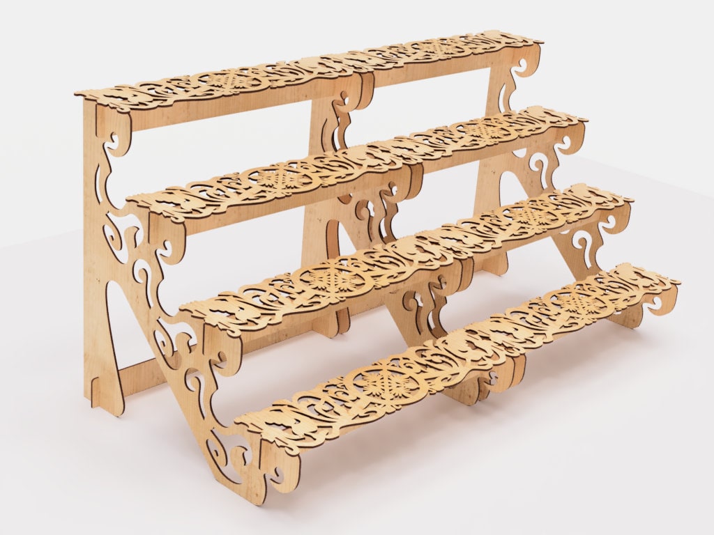 Openwork Display Shelves Laser Cut Files Semicircular Showcase SVG ...