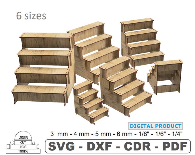 Laser Cut Three-level Table or Floor Shelf | Retail Display Stand | Market or Shop Showcase ...