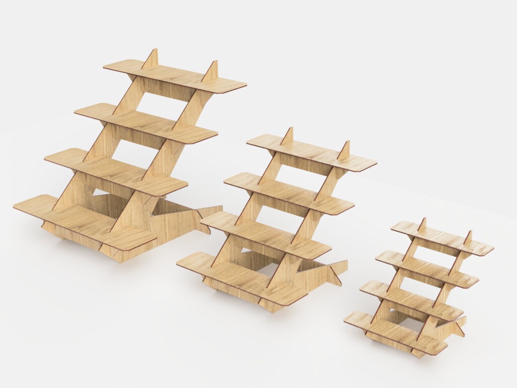 4 Layer Retail Counter Display Stand Set 3 Sizes Store Shelves Display Shelves Laser Cut File ...