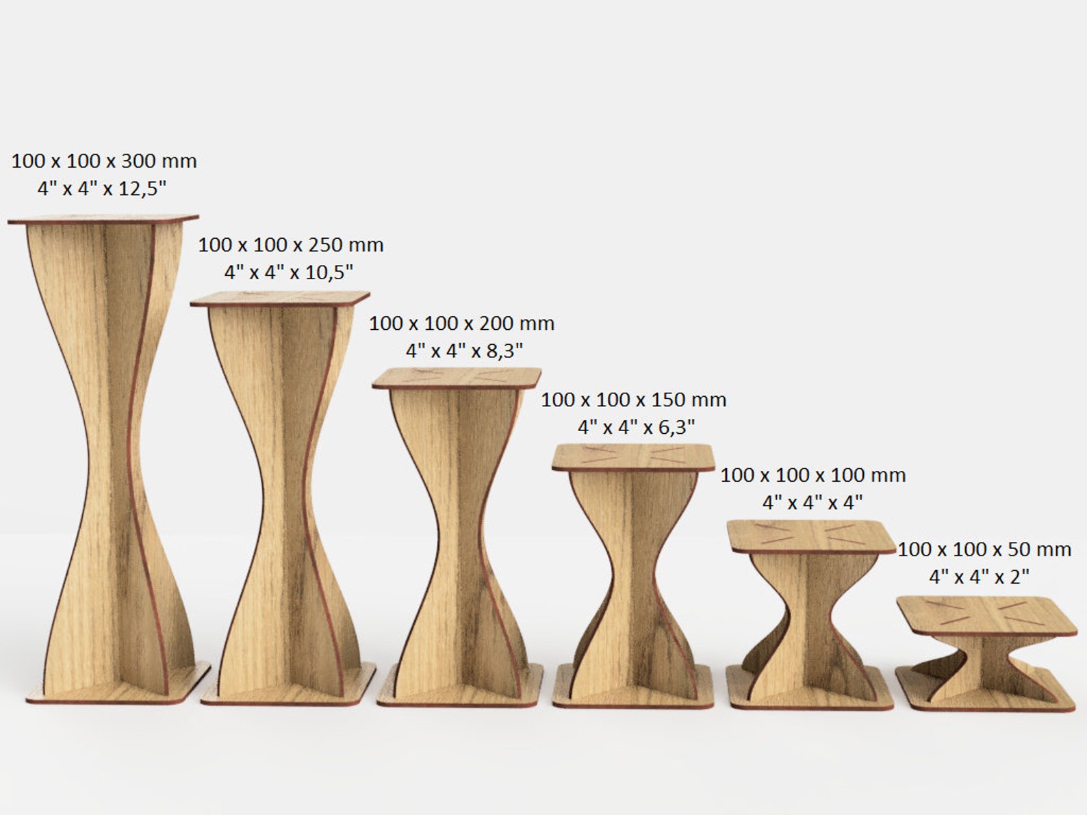 Retail Display Stand Laser Cut Single-level Stand 6 Sizes Countertop Riser Display Podium ...